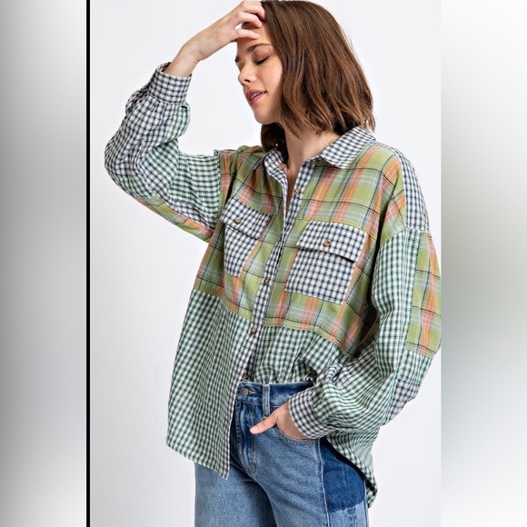 easel | Tops | 30easel Mix N Match Plaid Printedbutton Down Shirt ...